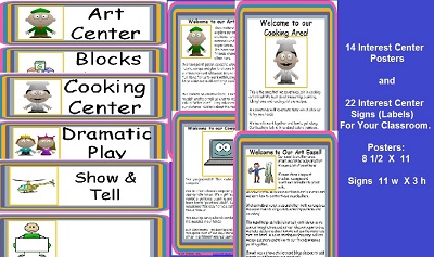 Preschool Interest Center Resource Posters and Sign Labels